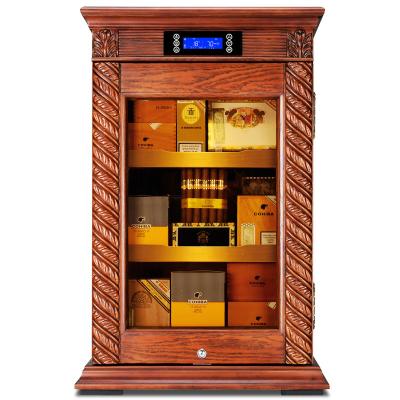China Intelligent Climate Control Solid Wood Cigar Cooler Humidifier Cabinet With Lock for sale