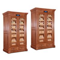 China Solid Wood Dual-Door Cigar Cooler Humidifier Cabinet With Secure Locking for sale