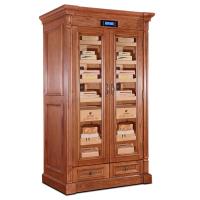 China Solid Wood Dual-Door Cigar Cooler Humidifier Cabinet With Secure Locking for sale