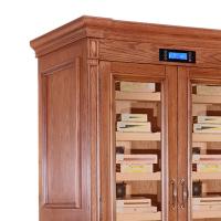 China Solid Wood Dual-Door Cigar Cooler Humidifier Cabinet With Secure Locking for sale