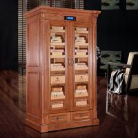 China Solid Wood Dual-Door Cigar Cooler Humidifier Cabinet With Secure Locking for sale