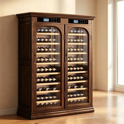 China Large Capacity Dual Zone Wooden Wine Cooler Cabinet With Digital Control Panel for sale