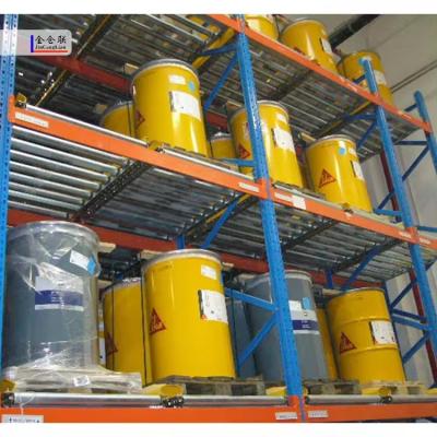 China Steel Material Gravity Flow Storage Racks Safety System With Adjustable Levels for sale