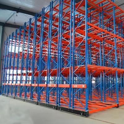 China Steel Heavy Duty Motorized Mobile Racking System With Up To 90m Trolley Length for sale