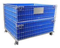China Rectangular Wire Mesh Container Silver Color , Industrial Wire Bins 100-1500kg Load for sale