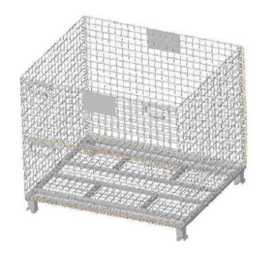 China Rectangular Wire Mesh Container Silver Color , Industrial Wire Bins 100-1500kg Load for sale