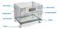 China 100kg-1500kg Load Steel Wire Mesh Container , Rectangular Industrial Mesh Basket for sale