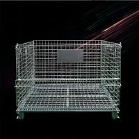 China Stackable Silver Rectangular Steel Wire Mesh Storage Container With 40mm-50mm Opening for sale