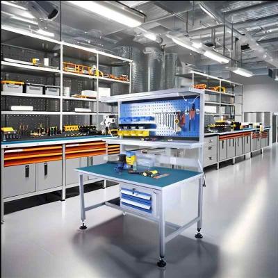 China Height 5-15m Electronic Assembly Work Station for Production Line Bilateral Workbench for sale