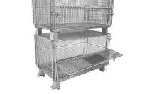 China Steel Industrial Collapsible Stackable Wire Mesh Basket with Lids and Barrier 800*600*640 for sale