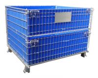 China Steel Industrial Collapsible Stackable Wire Mesh Basket with Lids and Barrier 800*600*640 for sale