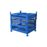 China 0.5-1.5t Pallet Container Stackable Foldable Powder Coating Stillage Storage Rack Box for sale