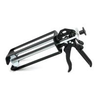 China 400ml 10:1 Mix Ratio Metal Black Dual Cartridge Epoxy Gun Caulking Gun for sale