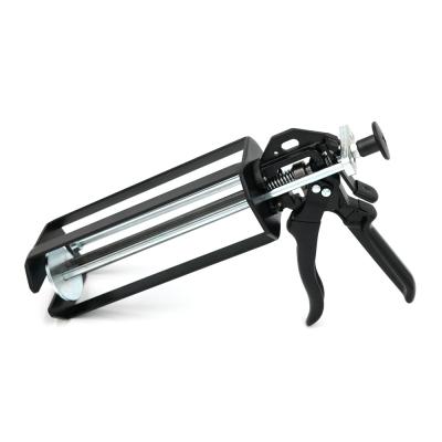 China 400ml 10:1 Mix Ratio Metal Black Dual Cartridge Epoxy Gun Caulking Gun for sale