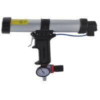 China 600ml Mechanical Sausage Refillable Caulking Gun With Valve And Gauge for sale