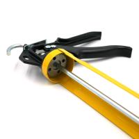 China Professional 400ml Glue Cartridge Skeleton Caulk Gun Yellow 11inches for sale