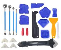 China 3 in 1 Caulking Tools Silicone Sealant Finishing Tool Grout Scraper Caulk Remover Nozzle 22 Pieces Caulking Tool Kit for sale