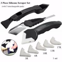 China Silicone Scraper Set 3pcs Silicone Scraper Caulking Grouting Tool Sealant Finishing Cleaning Kit Set Sealant Spatula Sealant for sale