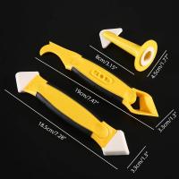 China 3 Pieces Caulking Tool Kit,Yellow Silicone Sealant Finishing and Replace Removal Tool with a Caulk Nozzle for sale