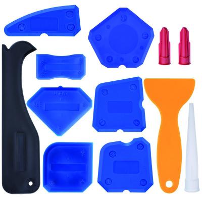 China 12 Pieces Caulking Tool Silicone Sealant Finishing Grout Tools Kit Caulk Skirting Boards & Base Boards Replaceable Pads for sale