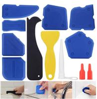 China 12 Pieces Caulking Tool Silicone Sealant Finishing Grout Tools Kit Caulk Skirting Boards & Base Boards Replaceable Pads for sale