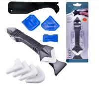 China Popular 3 in 1 Sealant Scraper Silicone Caulking Tools(stainless steel head) Silicone Sealant Finishing Tool Grout Scraper for sale