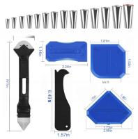 China 14Pcs 6 in 1 Silicone Caulking Tools Caulk Nozzle Applicator Finisher Kit Sealant Finishing Tool Grout Scraper for sale