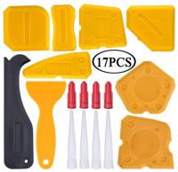 China Popular 17 Pieces Caulking Tool Kit Silicone Sealant Finishing Tool Grout Scraper Caulk Remover and Caulk Nozzle for sale