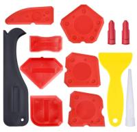 China 12pcs red Rubber Sealant Nozzle Plus Scrapers sealant scrapers silicone sealant caulking tools kit for sale