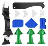 China 12 Pcs Caulking Finishing Tool Kit, 3 in 1 Caulking Tools (stainless steelhead) Silicone Sealant Caulk Grout Remover Scraper and for sale