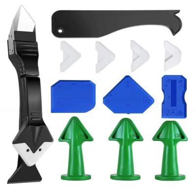 China 12 Pcs Caulking Finishing Tool Kit, 3 in 1 Caulking Tools (stainless steelhead) Silicone Sealant Caulk Grout Remover Scraper and for sale