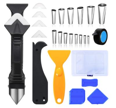 China Stainless Steel head 3 in 1 Caulking Tools Sealant Caulk Nozzle Applicator 26PCS Caulking Finisher Tool Kit for sale
