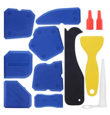 China Caulking Tool Silicone Sealant Finishing Grout Tools Kit 12 Pieces Caulk Skirting Boards & Base Boards Replaceable Pads for sale