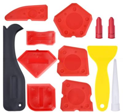China 12 Pieces Caulking Tool Kit Silicone Sealant Finishing Tool Grout Scraper Caulk Remover and Caulk Nozzle for sale