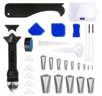 China 32 Pcs 3 in 1 Silicone Caulking Tool 14Pcs Caulking Nozzle Applicator Finisher Tool Kit Sealant Finishing Tool Caulk Scraper for sale