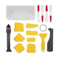 China 15 PCS Silicone Caulking Tool Kits Sealant Finishing Tool Grout Scraper Caulk Nozzle for Kitchen Bathroom Window with Storage Bo for sale