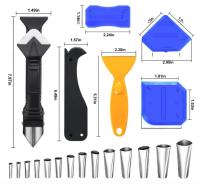 China 26PCS Caulking Finisher Tool Kit 3 in 1 Tools(Stainless Steel head) Sealant Nozzle Kit for sale