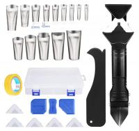China 6 In 1 Silicone Caulking Tools Kit 25Pcs Caulk Nozzle Applicator Removal Tool with Scraper/Nozzle Silicone Gasket for sale