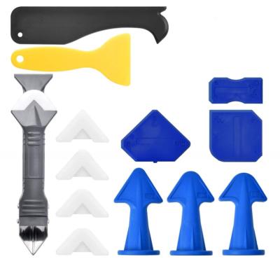 China Caulking Tool Kit Stainless Silicone Sealant Finishing Tool Grout Scraper Caulk Remover and 6.5R 10R 13R Caulk Nozzle Finisher f for sale