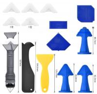 China Caulking Tool Kit Stainless Silicone Sealant Finishing Tool Grout Scraper Caulk Remover and 6.5R 10R 13R Caulk Nozzle Finisher f for sale