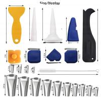 China 30 Pcs Practical Caulking Tool Kit,With 14Pcs Stainless Steel Sealant Caulk Nozzle Kit for sale