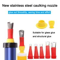 China The latest upgrade one-piece stainless steel reusable sealant caulking nozzle for glass glue/ structural glue for sale