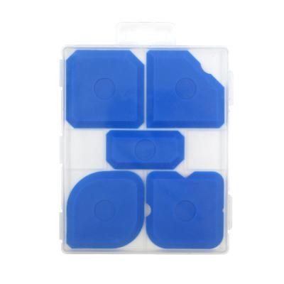 China 5PCS Blue Silicone Sealant Spatula Grout Joint Smoother Scraper Set with Plastic Box for sale