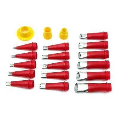 China 19pcs Red Stainless Steel Caulking Nozzle Applicator Tips and Connection Bases for sale