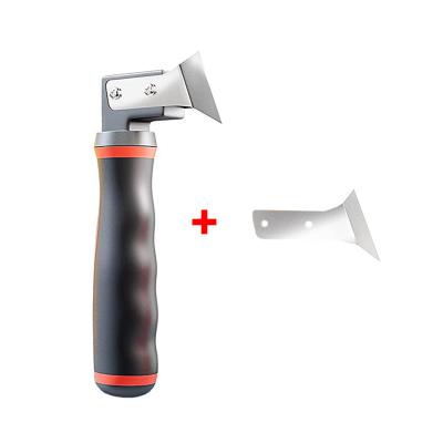 China Steel Right Angle Blade Plastic Handle Silicone Removal Tool Grout Shark Scraper Knife for sale