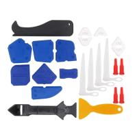 China 3 in 1 Caulking Tools Silicone Sealant Finishing Tool Grout Scraper Caulk Remover with Caulk Nozzle Pads Kit for sale