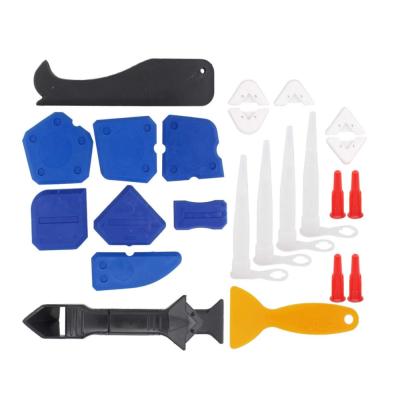 China 3 in 1 Caulking Tools Silicone Sealant Finishing Tool Grout Scraper Caulk Remover with Caulk Nozzle Pads Kit for sale