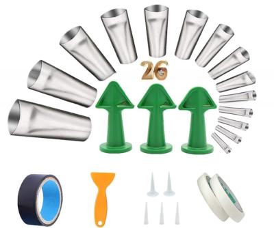 China Reusable Caulking Nozzle Applicator Finishing Tool 26 pcs Stainless Steel Caulking Nozzle Set for sale