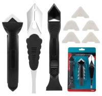 China K-047 3 Pieces Caulk Tool Kit Sealant Silicone Finishing Tools Caulking Tools for Silicone Sealant Grout Finishing Sealing for sale