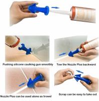 China 3 Pcs blue / green Silicone Caulking Tools Plastic Sealant Nozzle Epoxy Piston Caulk Nozzle Applicator Accessories for sale